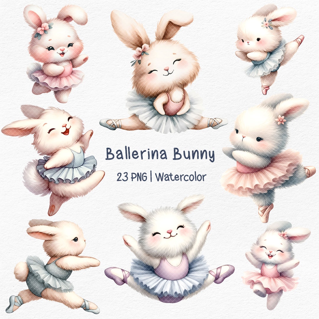 Ballerina Bunny Clipart Png Watercolor,ballet Bunny Png,tutu Bunny ...