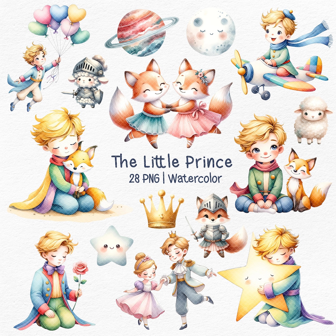 Little Prince Clipart Watercolor, Little Prince Png, Cute Illustrations ...