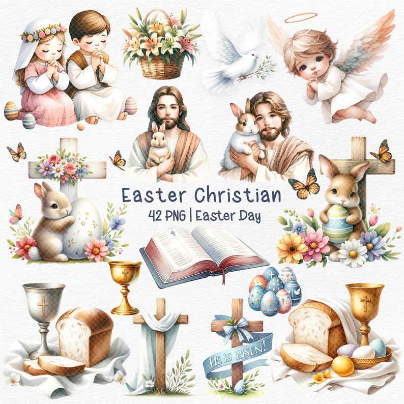 Easter Christian Watercolor,christianity Easter,jesus Easter Kids,he is ...