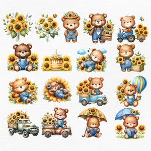 Bear Sunflower Clipart,teddy Bear Sunflower,teddy Bear Clipart, Cute ...