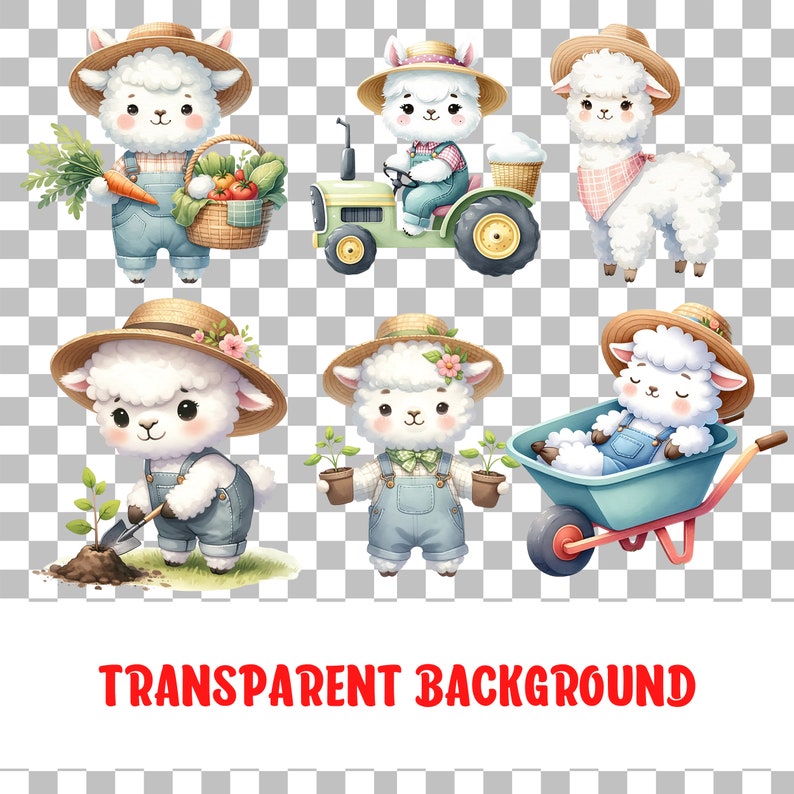 Alpaca Watercolor Png,cute Alpaca Gifts,llama Clipart Set,cute Animal ...