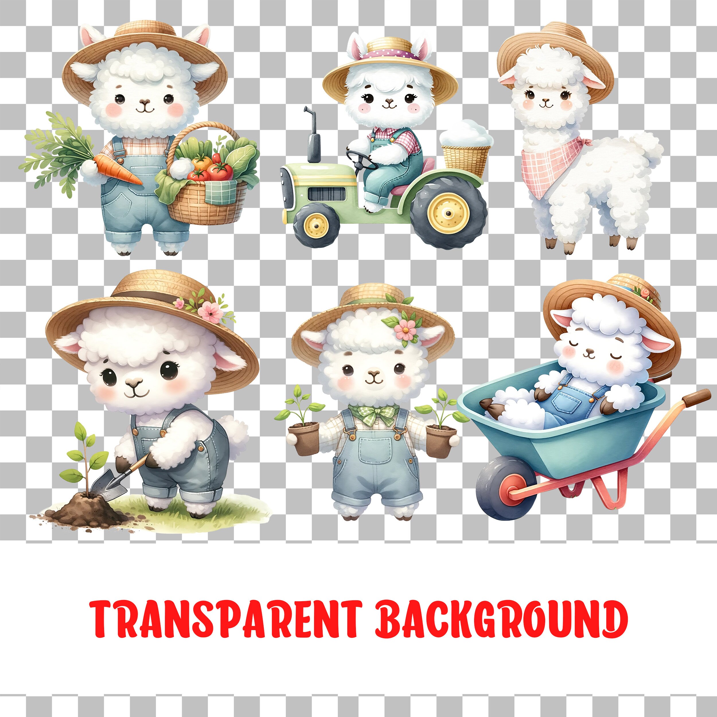 Alpaca Watercolor Png,cute Alpaca Gifts,llama Clipart Set,cute Animal ...