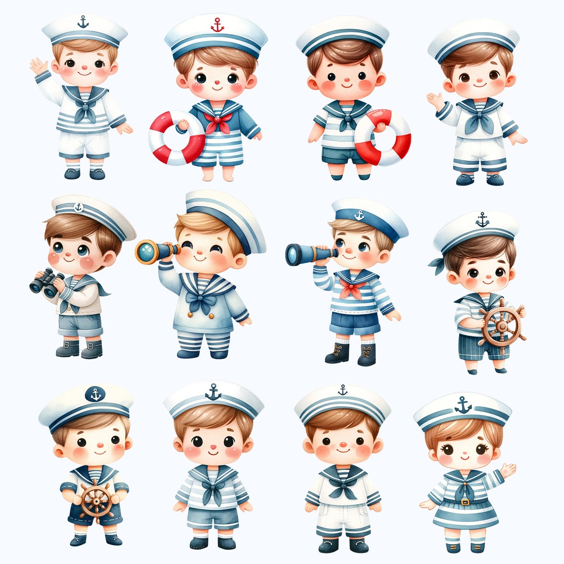Little Sailor Watercolor Clipart,sailor Watercolor,sailboat Clipart ...