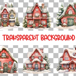 Set of 20 Christmas House Clipart,watercolor Christmas House Clipart ...