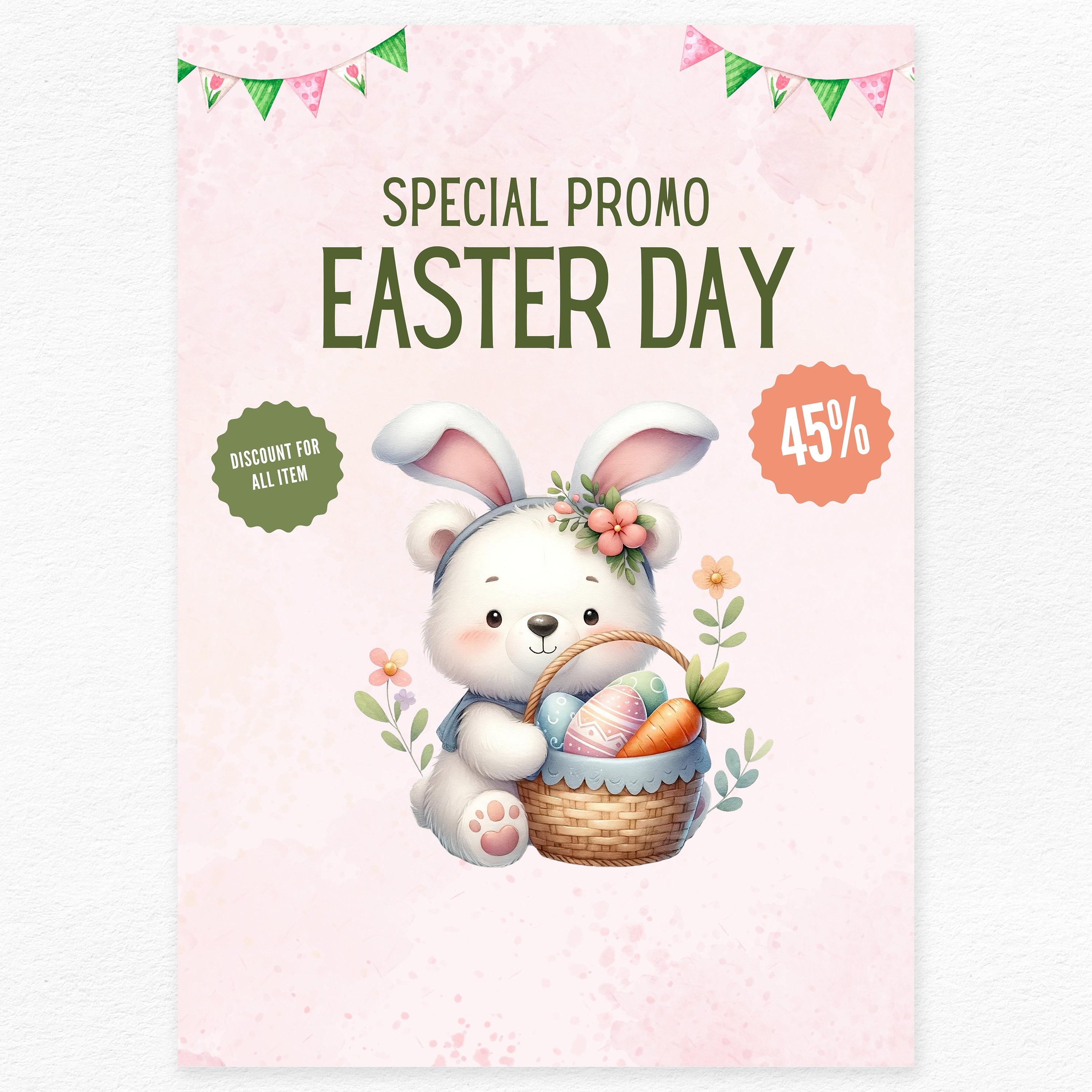 Easter Bear Clipart,easter Day Watercolor Png,cute Bears as Bunny With ...
