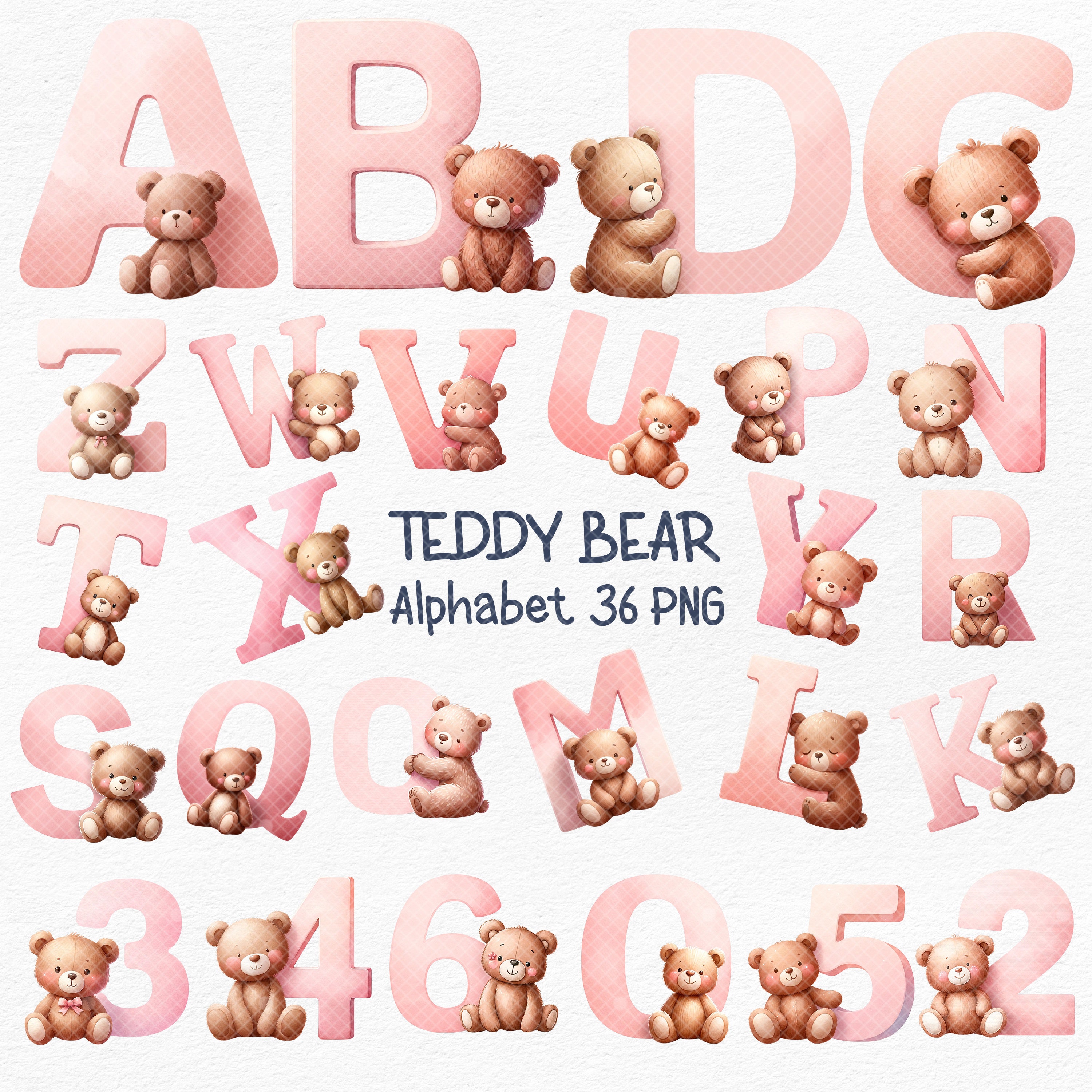 Teddy Bear Alphabet,letters Png, Alphabet Png,nursery Decor, Cute Bear ...