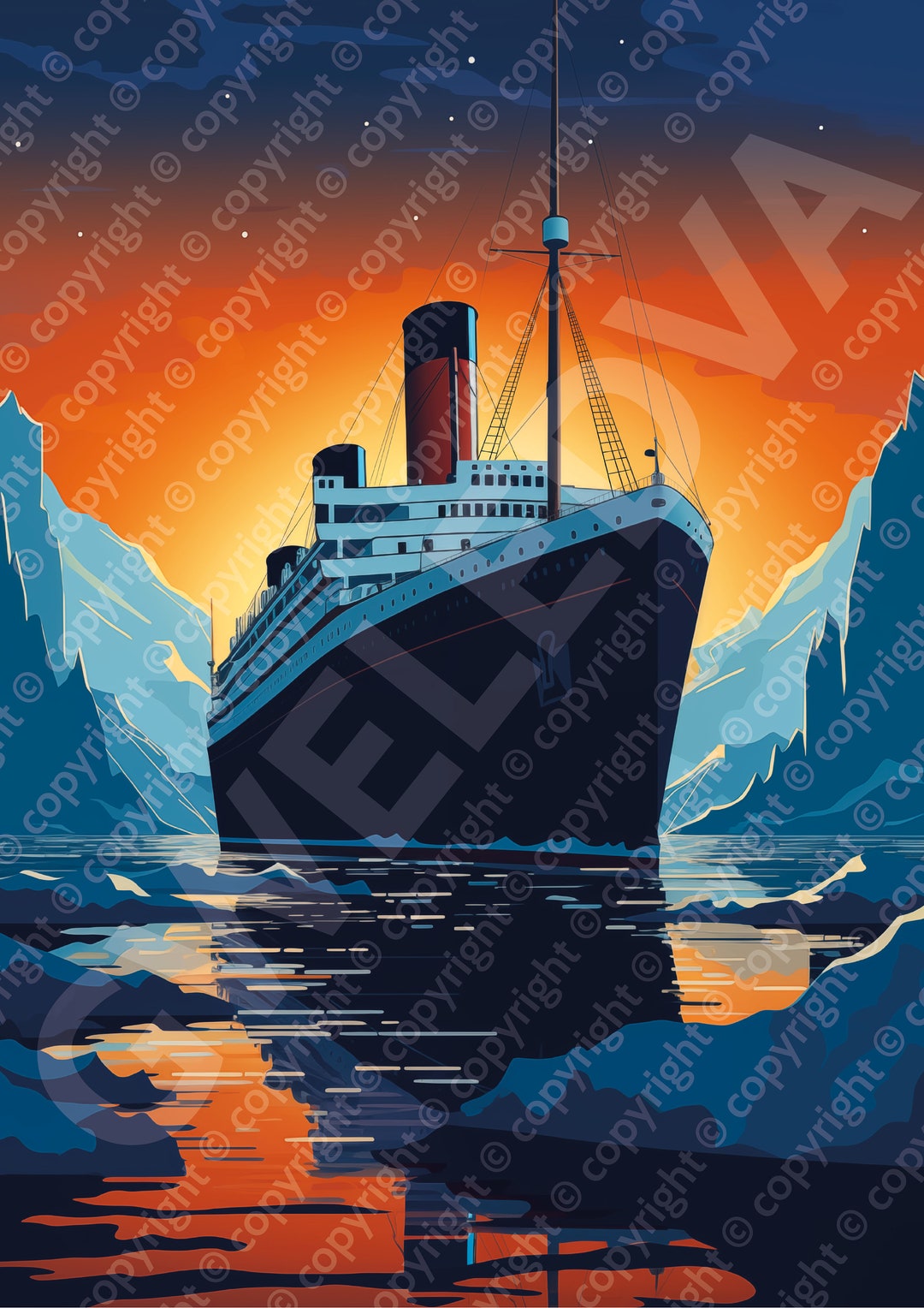 Titanic at Sunset Poster - Etsy