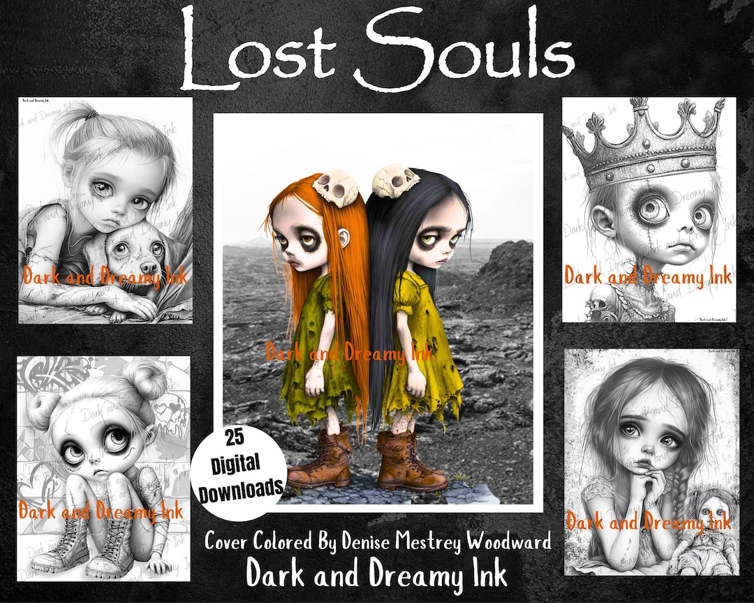 Lost Souls Grayscale Coloring Book, Haunting Illustrations (printable ...
