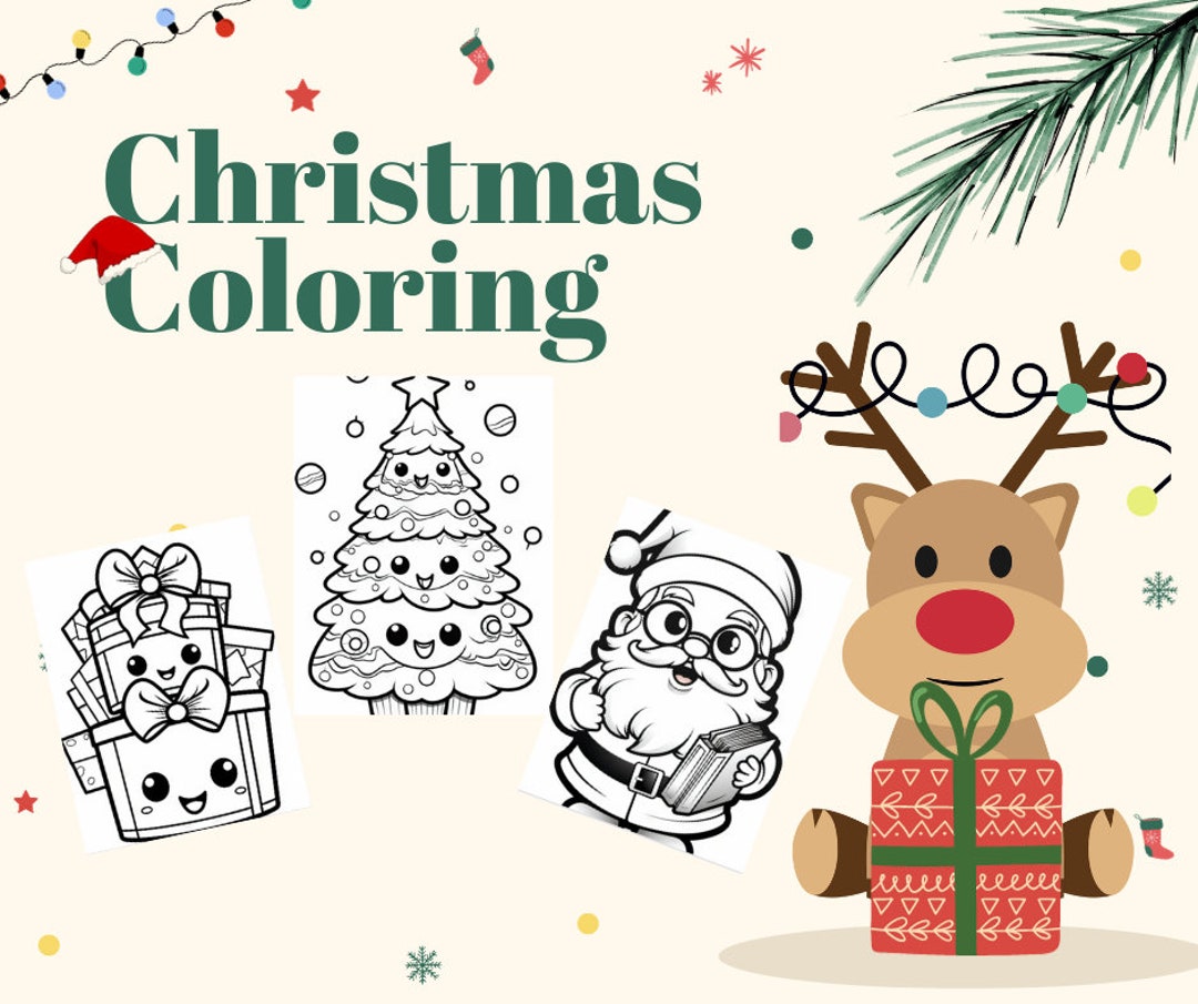 20 Printable Christmas Kids Coloring Pages - Etsy