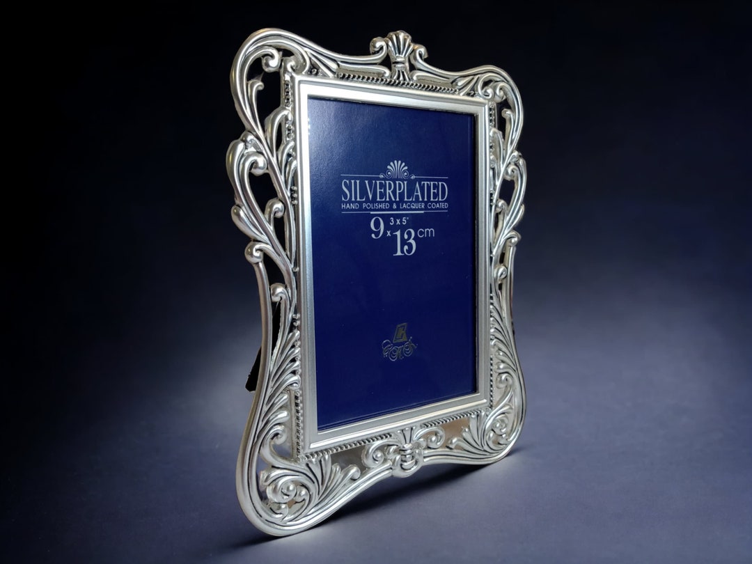 Vintage SILVER-PLATED FRAME 3 X 5 Ornate Picture Frame With Original ...