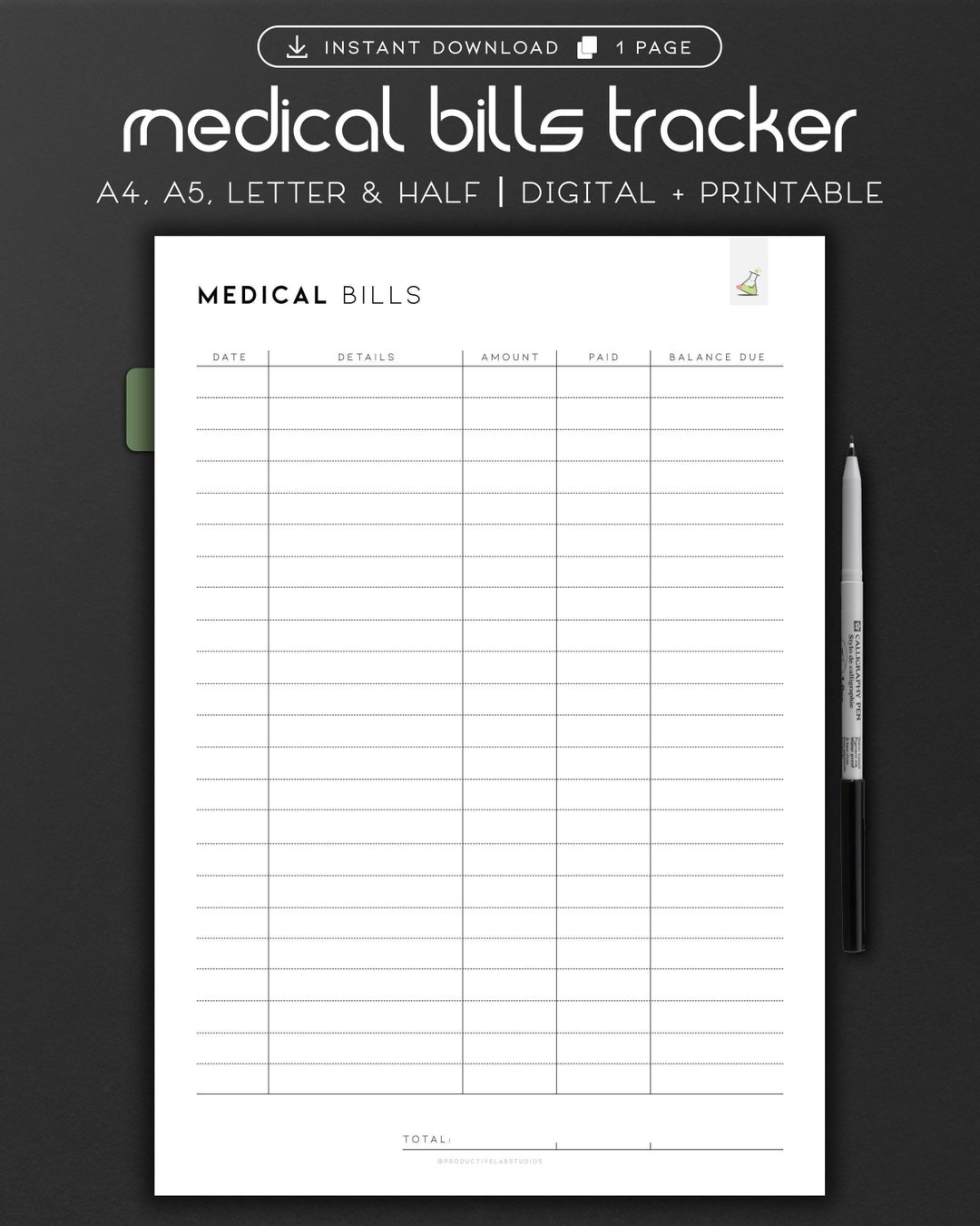 Medical Bill Tracker Printable, Manage Medical Expenses, Health ...
