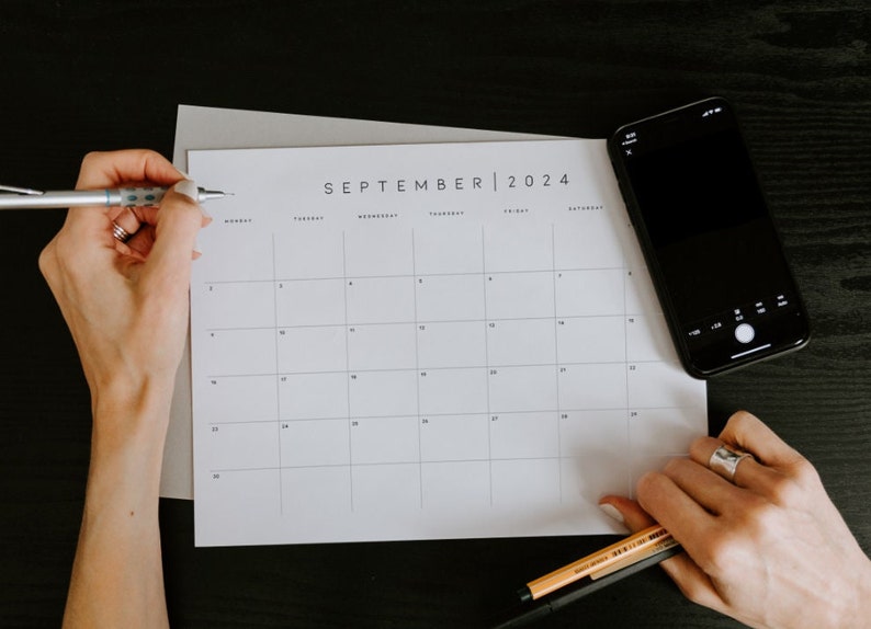 Printable 2024 Monthly Calendar A4 A3 Letter Wall - Etsy