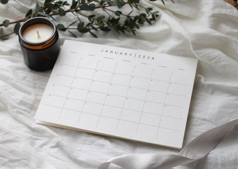 Printable 2024 Monthly Calendar A4 A3 Letter Wall - Etsy