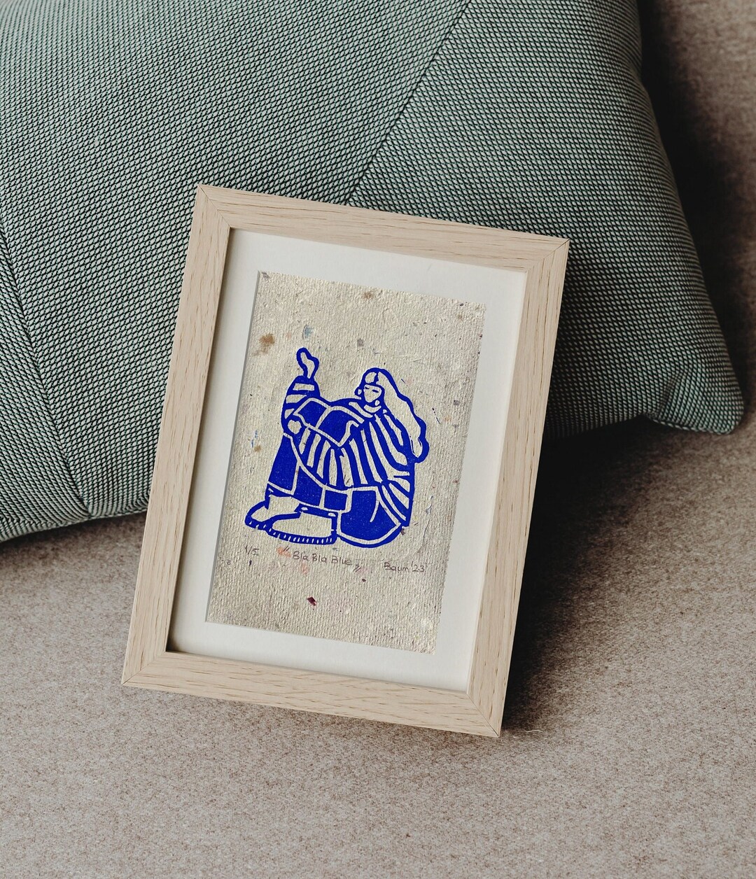 Linocut Print/ Original Lino Print/ Blue Lino Print/ Cobalt - Etsy