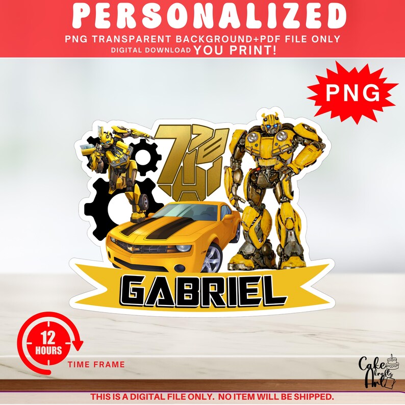 Printable Transformer Cake Topper, Personalised Birthday Cake Topper ...