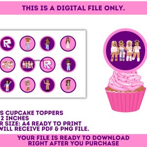Roblox Cake Topper, 12pcs Cupcake Topper, Roblox Birthday Cake Topper ...