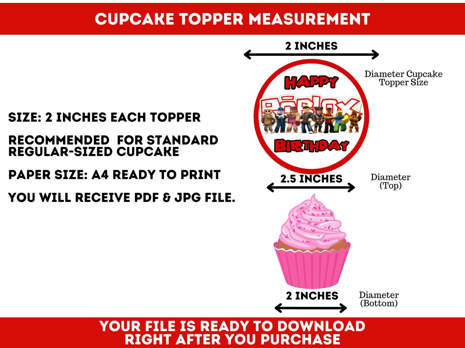 Roblox Cupcake Toppers, Roblox Birthday Cupcake Topper, Instant ...