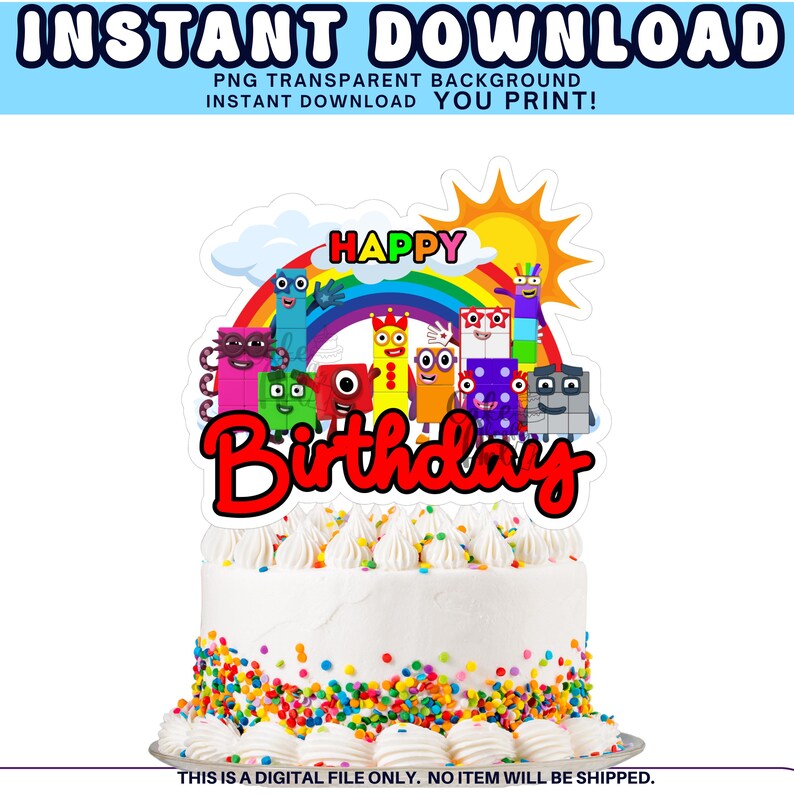 Instant Download Cake Topper Number Blocks Inspired Birthday Decoration ...