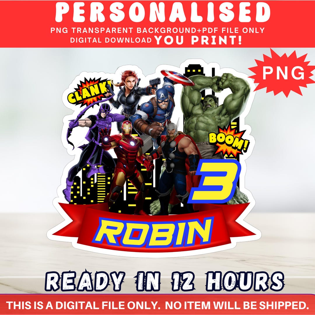 Printable Digital Cake Topper, Personalised Birthday Cake Topper ...