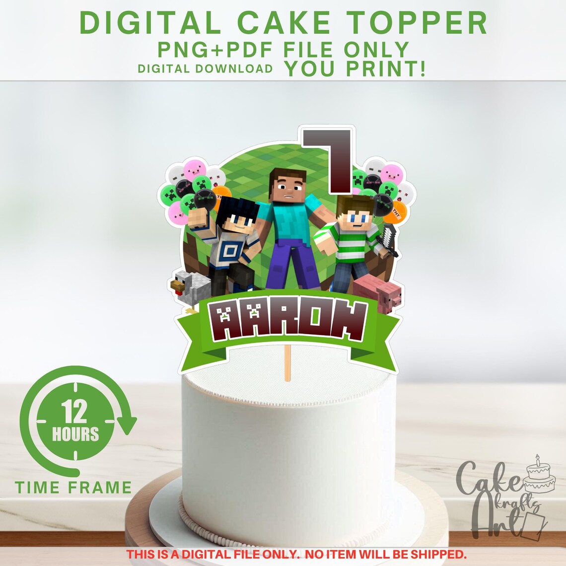 Minecrafter Cake Topper, Minecrafter Birthday, Gamer Cake Topper ...