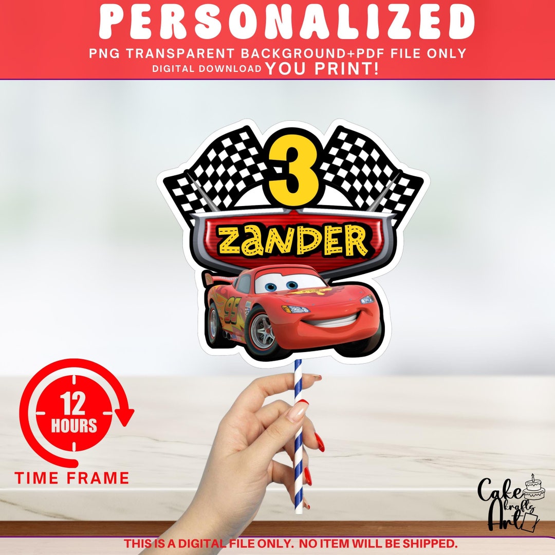 Printable Cars Cake Topper, Personalised Birthday Cake Topper, Car ...