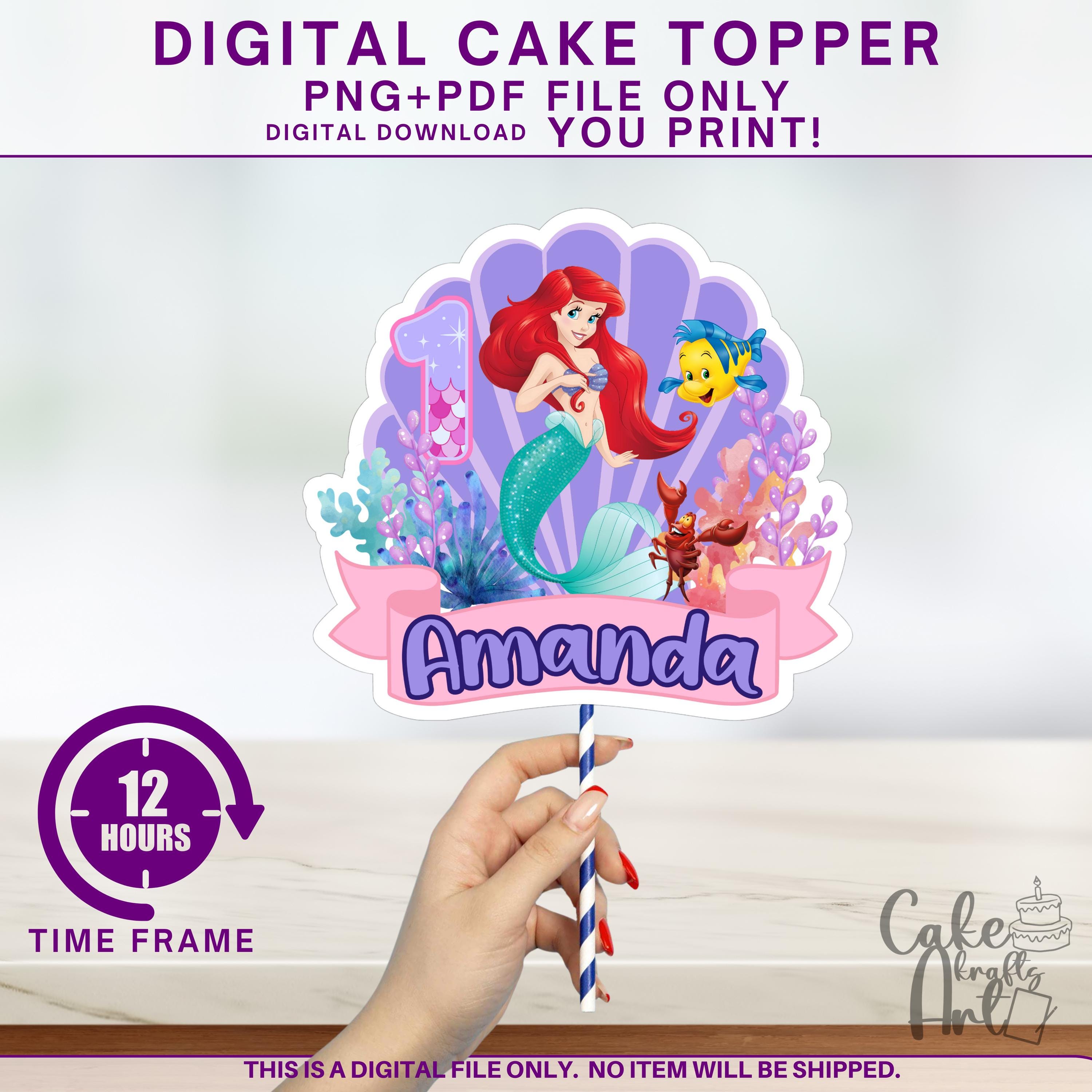 Printable Mermaid Cake Topper, Personalised Birthday Cake Topper ...