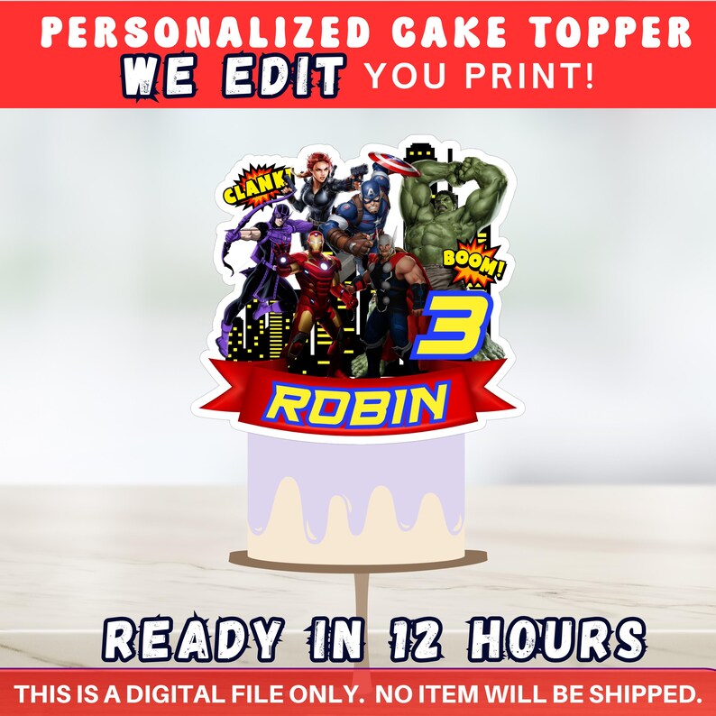 Printable Digital Cake Topper, Personalised Birthday Cake Topper ...