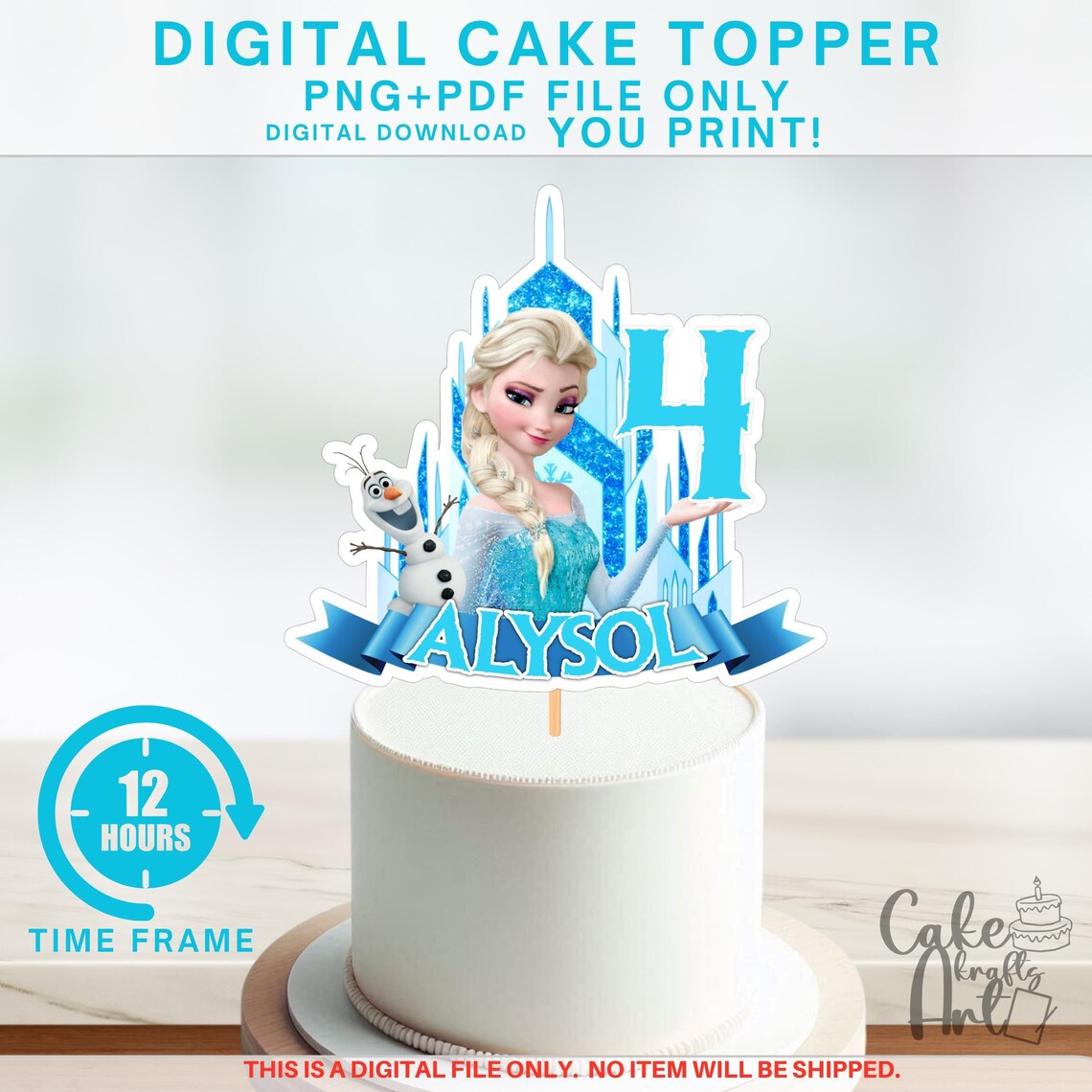 Elsa Digital File Cake Topper, Elsa Birthday Topper, Frozen Digital ...