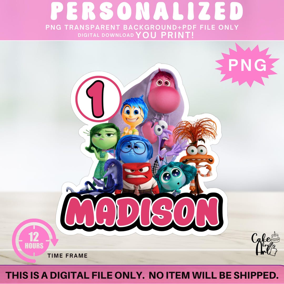 Printable Personalised Inside Out Cake Topper, Digital File Cake Topper ...