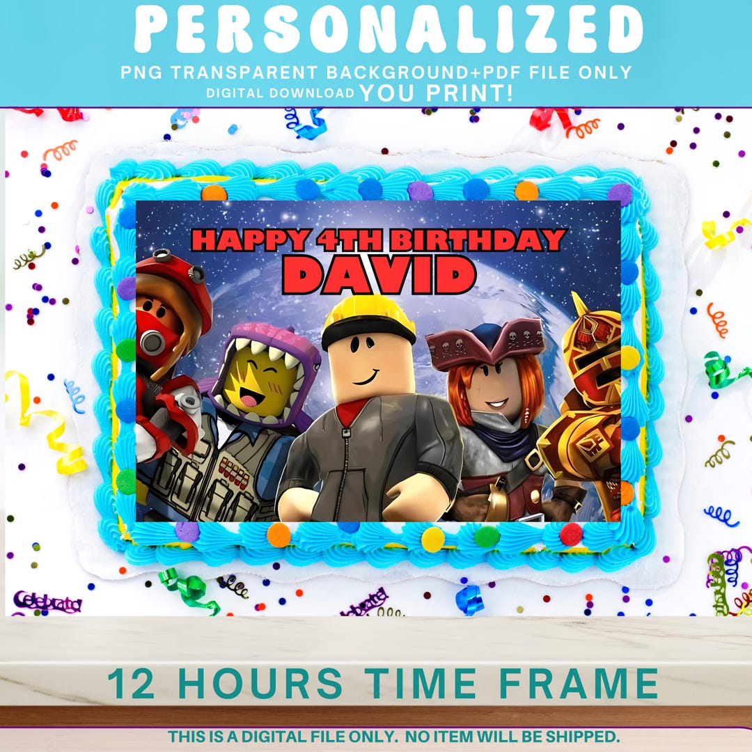 Boy Roblox Rectangle Cake Topper Pngs, Personalised Roblox Cake Topper ...