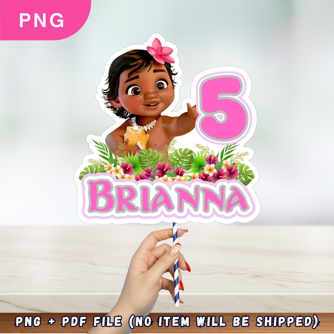 Baby Moana Island Adventure Cake Topper Printable Ocean-themed Party ...