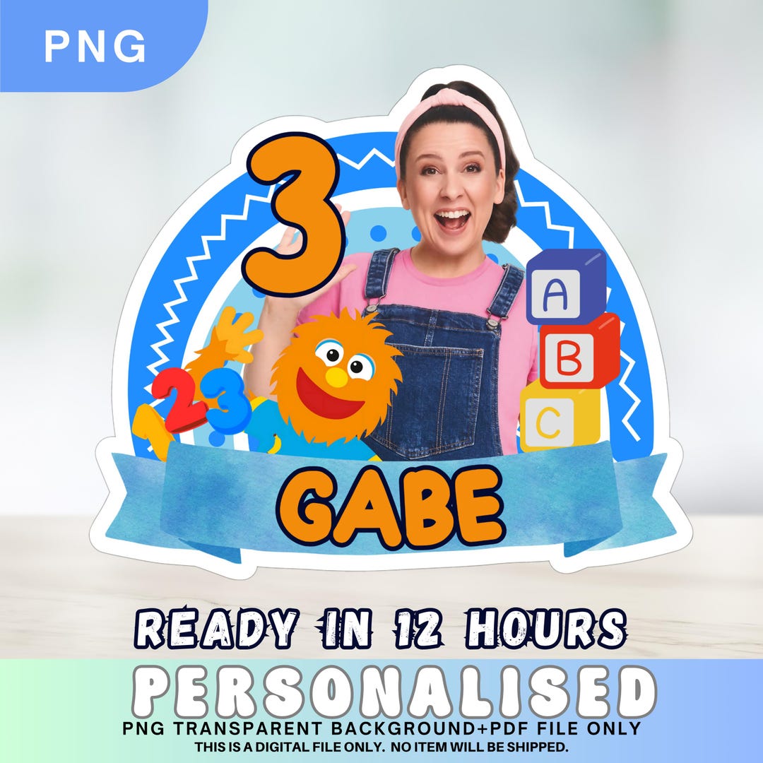 Blue Ms Rachel Personalized Digital File Cake Topper, Printable ...