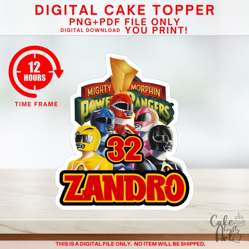 Power Ranger Cake Topper, Rangers Cake Topper, Digital Download Topper ...