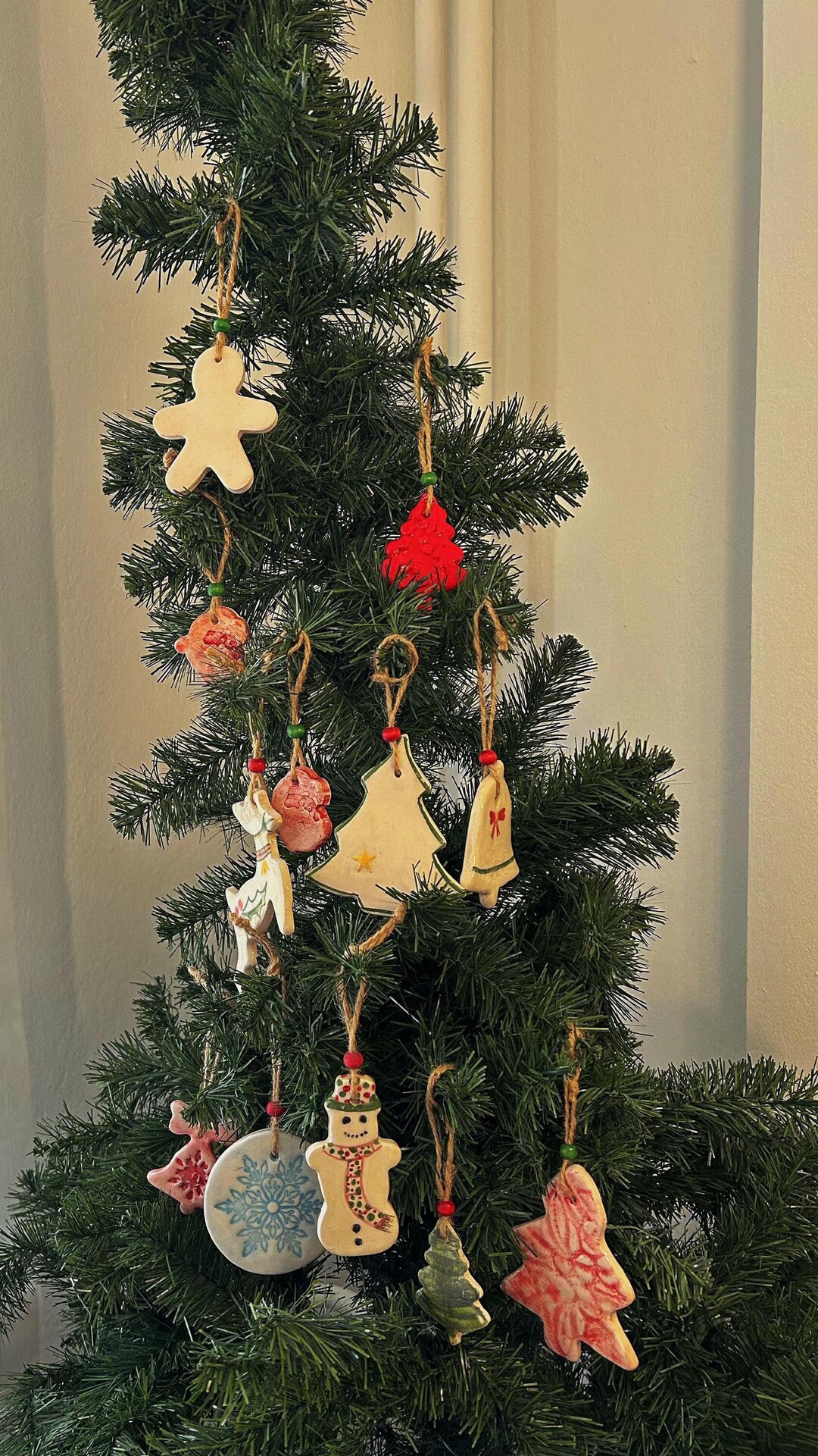 Set of 12 Ceramic Handmade Ceramic Ornaments, Christmas Ornaments ...