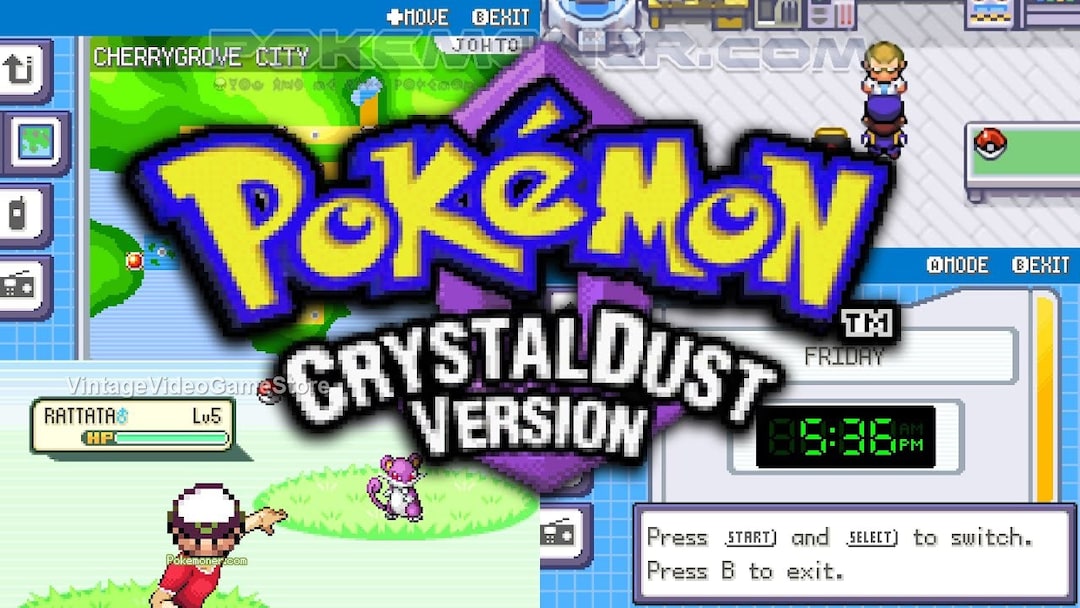 Pokemon Crystaldust GBA Rare Gameboy Advance Game Cartridge Custom ROM ...