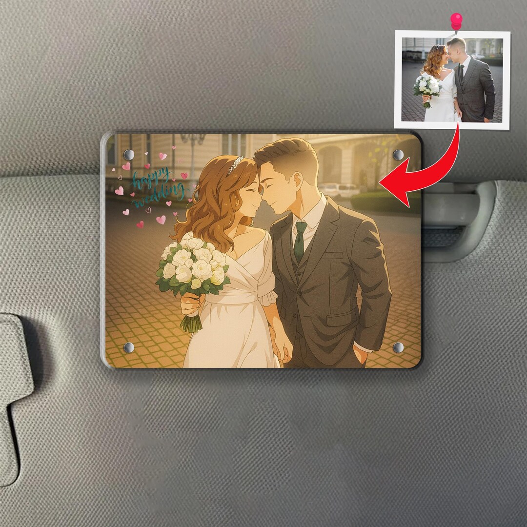 Custom Anime Wedding Photo Car Visor Clip: Anniversary Gift - Etsy