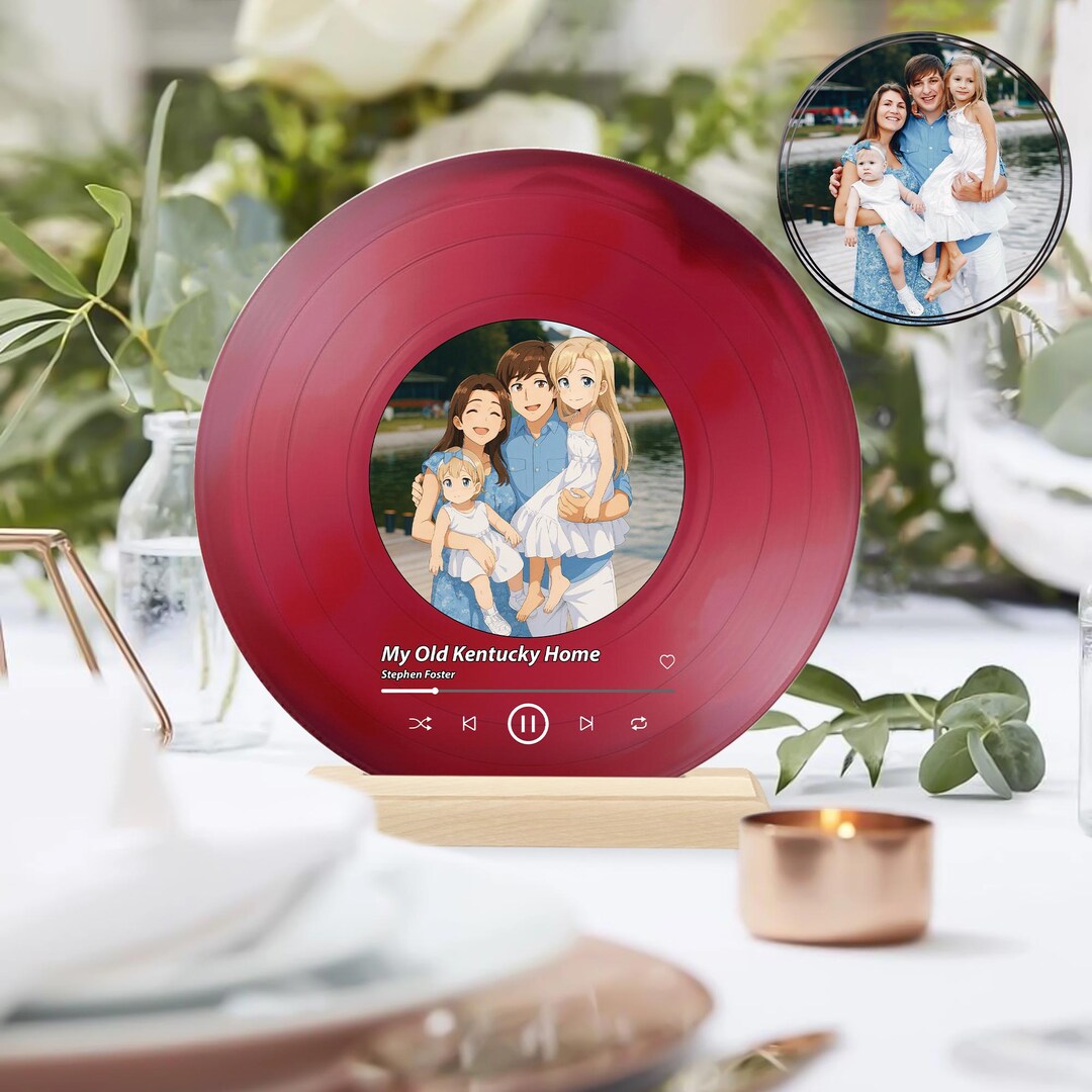 Personalized Acrylic Vinyl Record: Photo Anime & Song Gift With Wooden ...