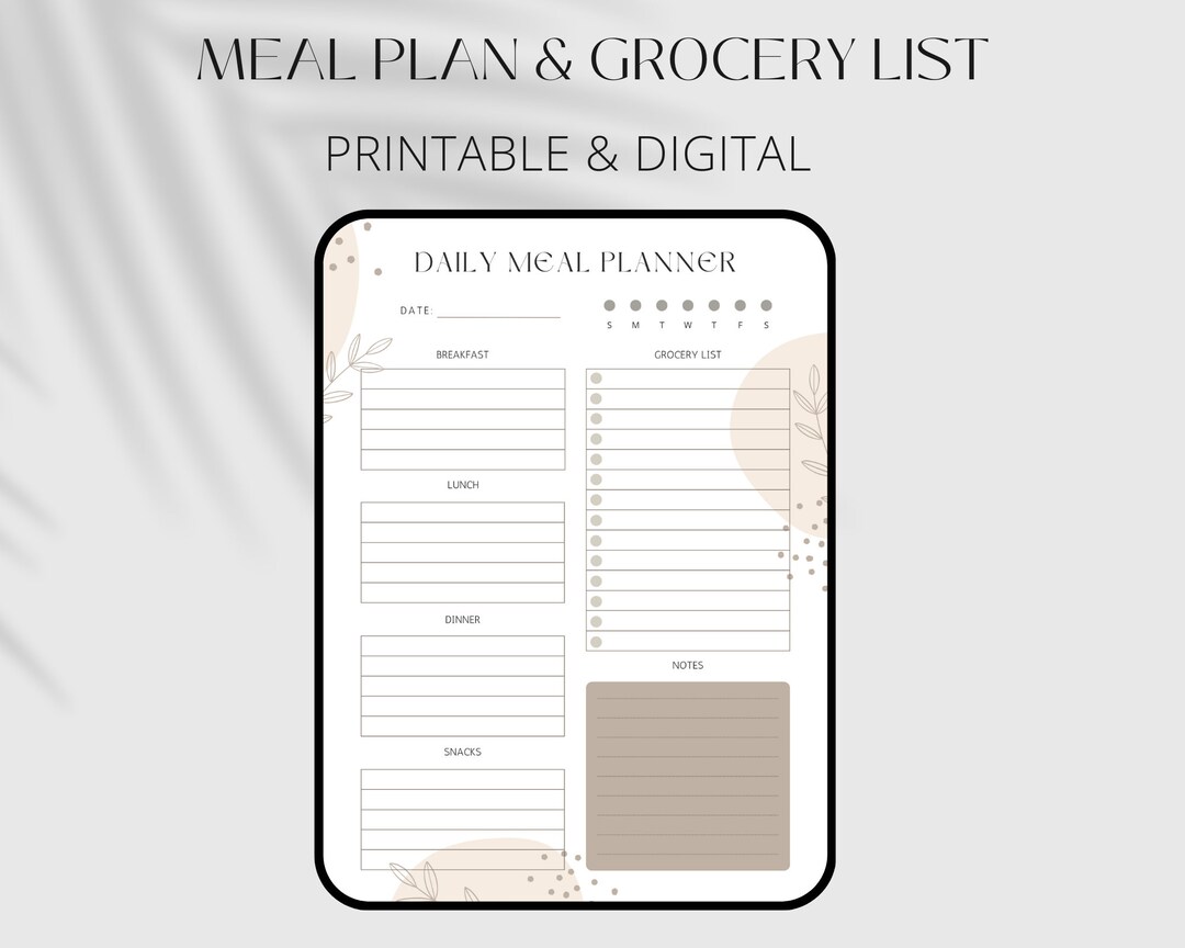 Daily Meal Planner, Digital Meal Planner, Meal Plan, Comprehensive ...