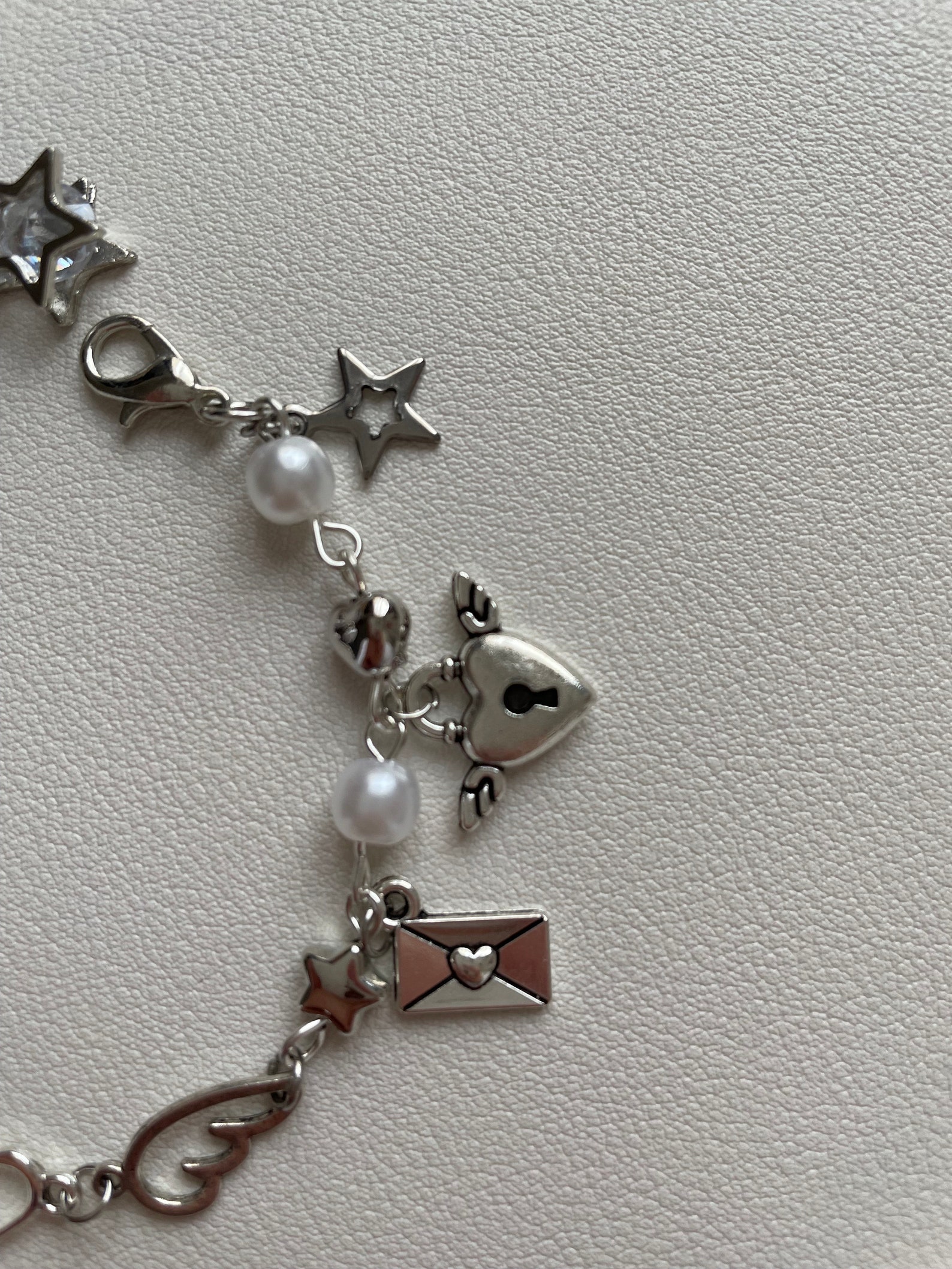 Acubi, Edgy Chrome Winged Heart Beaded Charm Bracelet Y2K, Gift Ideas ...