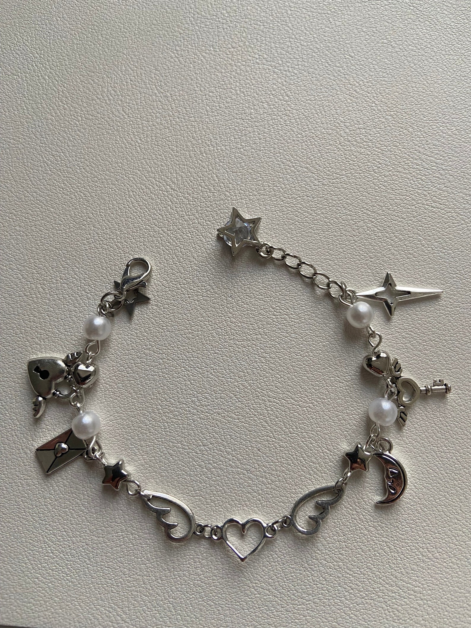 Acubi, Edgy Chrome Winged Heart Beaded Charm Bracelet Y2K, Gift Ideas ...