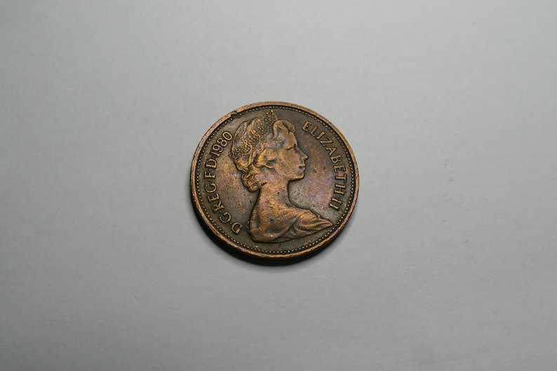 2 New Pence - Elizabeth II 2nd Portrait 1980 - United Kingdom - Etsy Israel