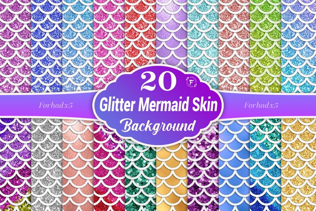 Glitter Mermaid Scale Digital Paper, Glitter Mermaid Skin Background ...
