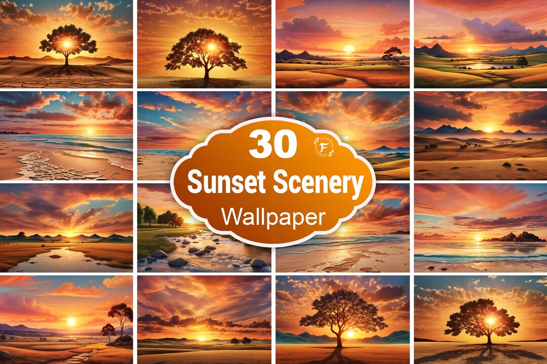 Printable Sunset Landscape Wallpaper, Sunset Wallpaper, Beautiful ...