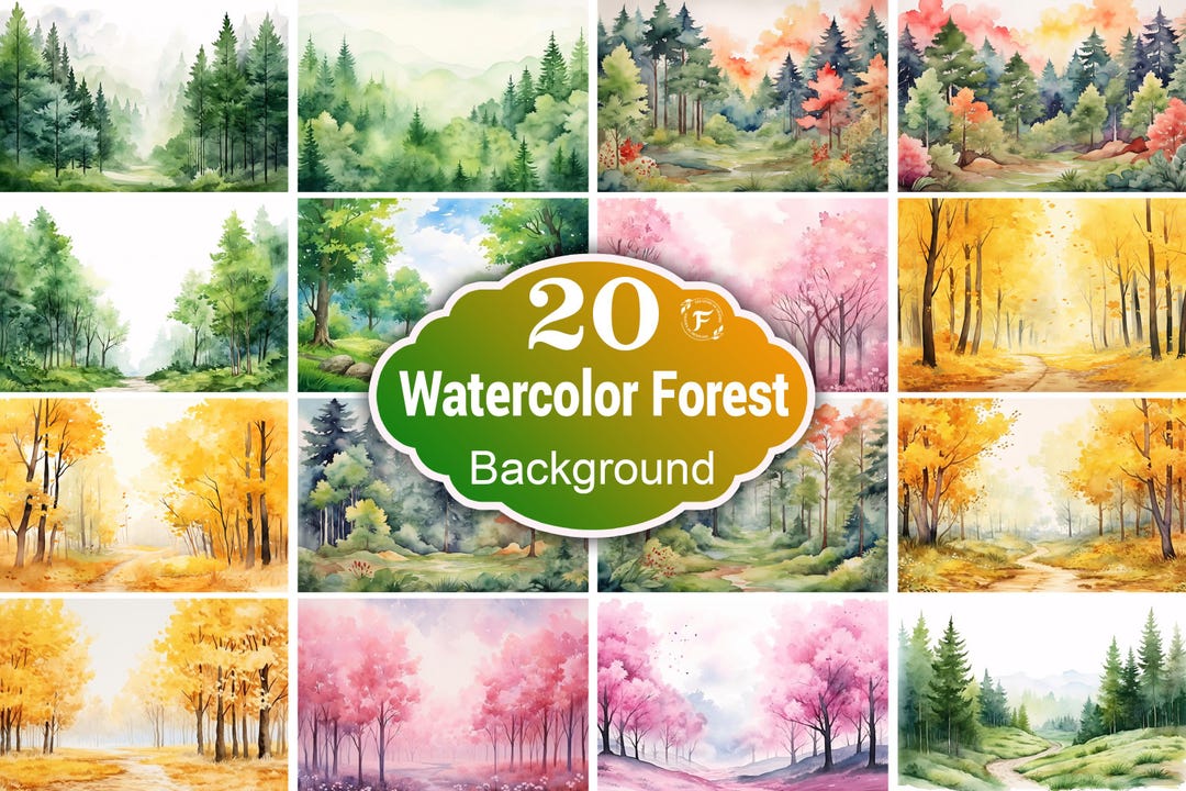 Watercolor Forest Landscape Background, Watercolor Forest Wallpaper ...