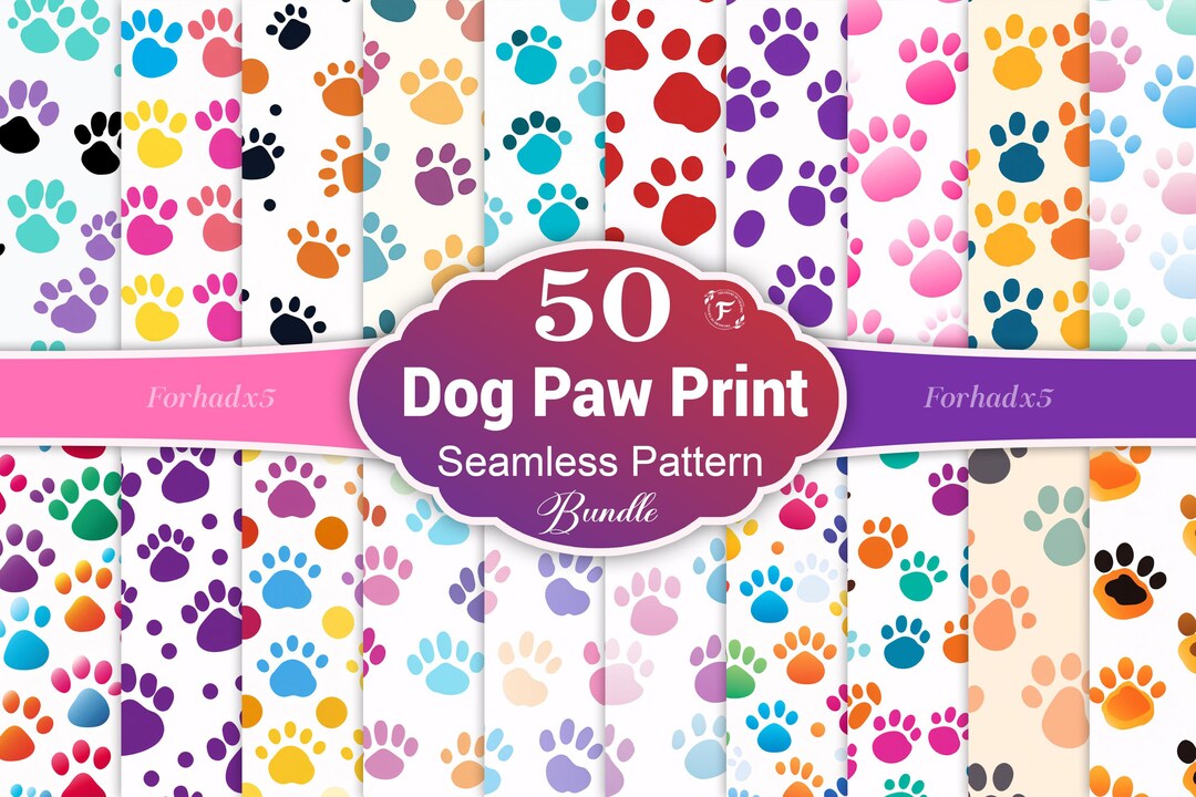 Dog Paw Seamless Pattern, Dog Paw Print Pattern, Dog Footprint Digital ...
