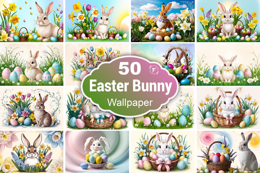Cute Easter Bunny, Easter Bunny Wallpaper, Easter Rabbit Digital Papers ...