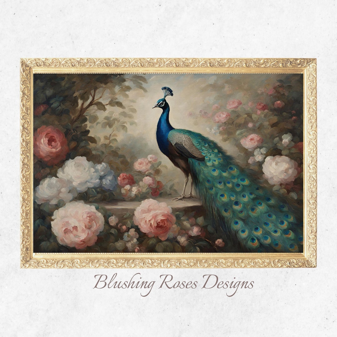 Peacock Wall Art Print Cottagecore Wall Art Print Coquette Art Print ...