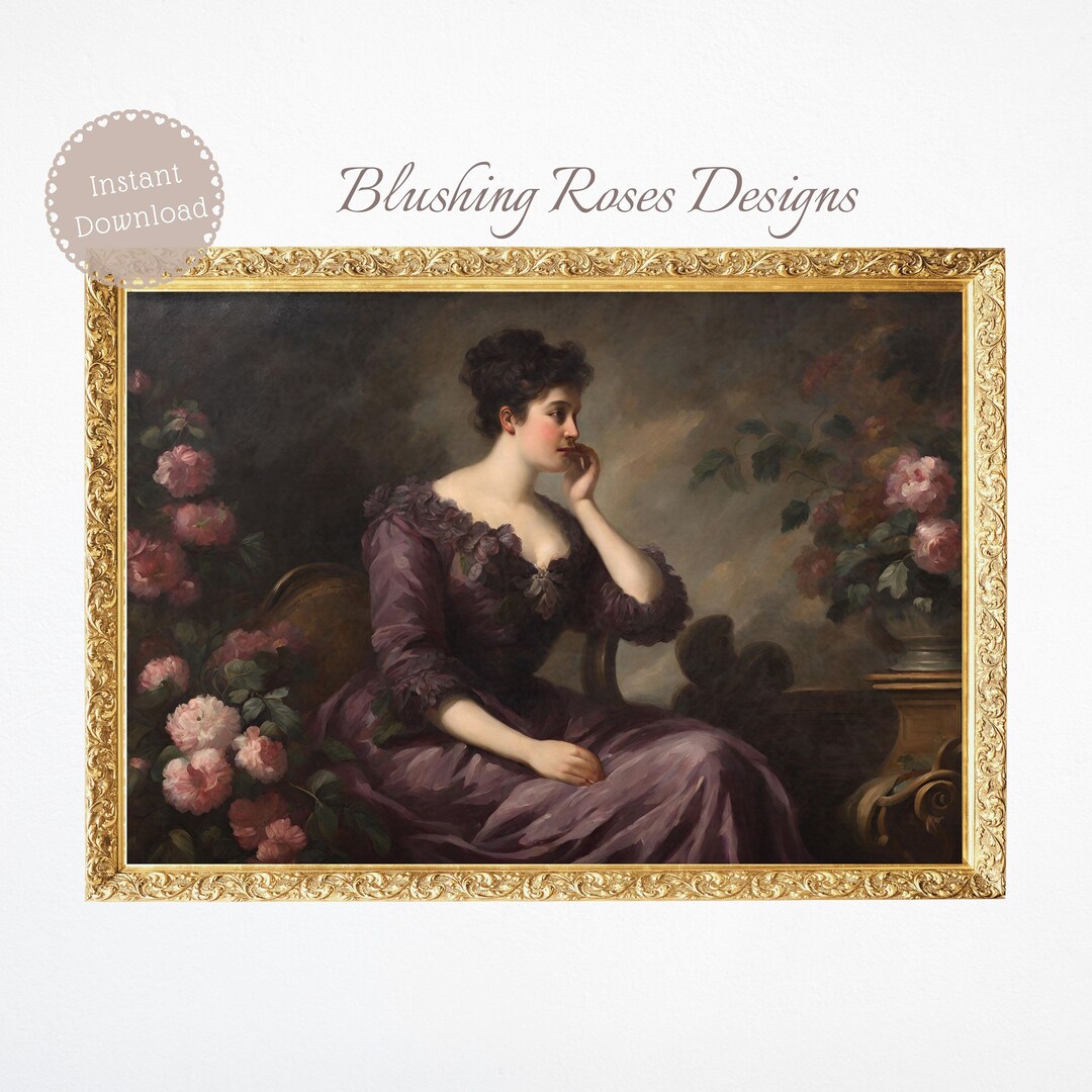 Victorian Woman Oil Painting, 18th Century Woman Painting, Printable Wall Art, Vintage Woman Oil ...