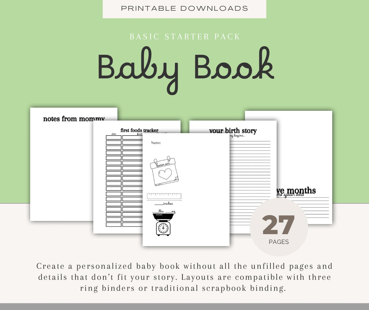 Basic Baby Book Pages Printable Downloads - Etsy