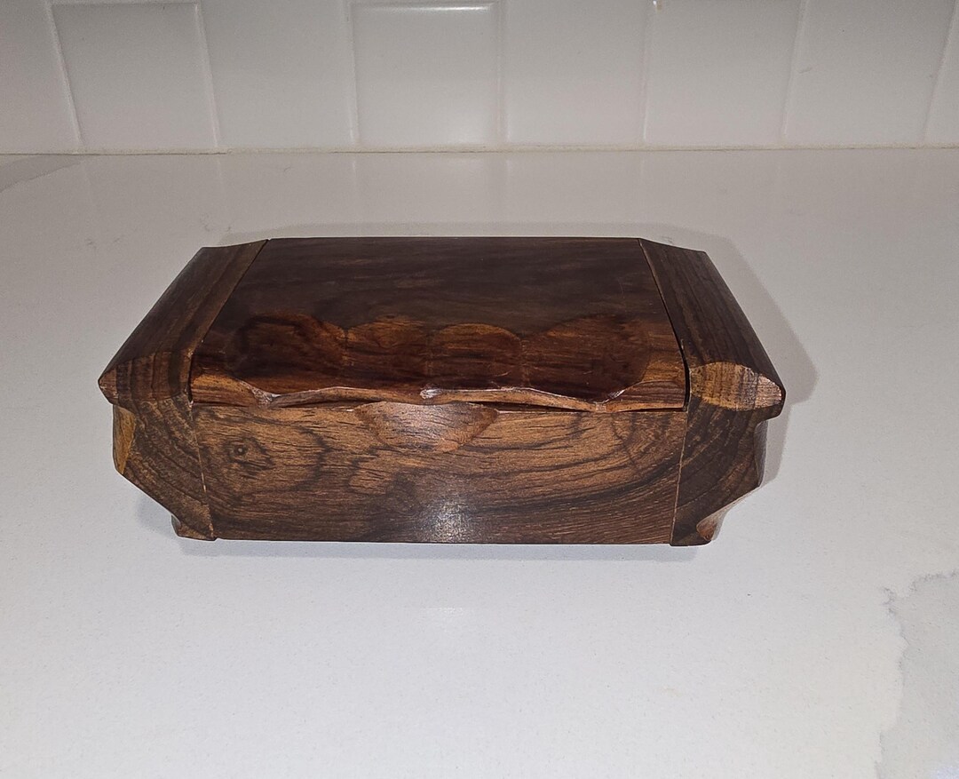 Artistic Hand Carved Wood Whatnot Box. Sleek Hidden Hinge Design. Great ...